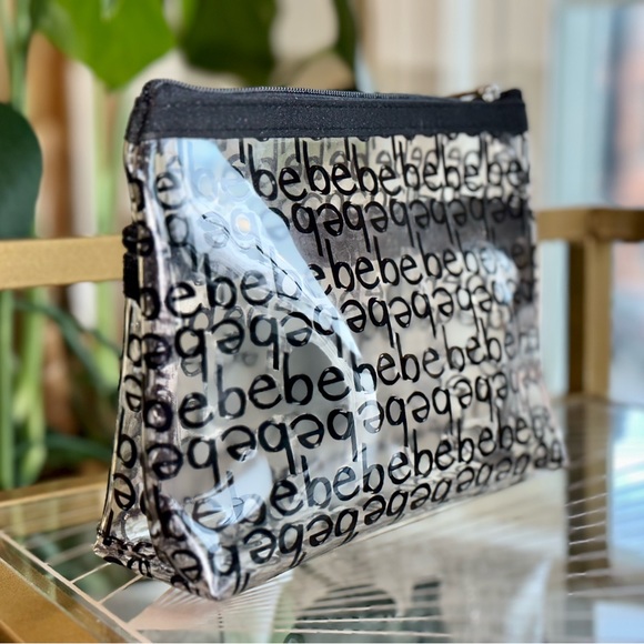 bebe | Bags | Bebe Cosmetic Toiletries Travel Zipper Case Pouch Plastic ...